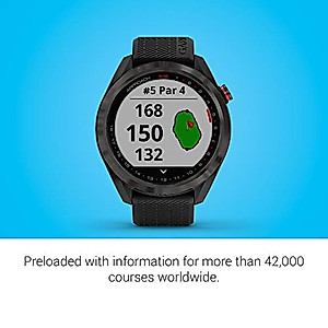 Garmin Approach S42, GPS Golf Smartwatch, Lightweight with 1.2" Touchscreen, 42k+ Preloaded Courses, Gunmetal Ceramic Bezel and Black Silicone Band, 010-02572-10