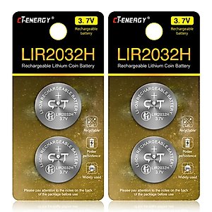 CT-ENERGY LIR2032 Rechargeable Batteries 3.7V with High Capacity 70mA Can Be Replacement of Rechargeable Coin Cell Lithium Batteries ML2032