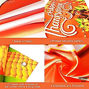 KatchOn, Happy Thanksgiving Banner - XtraLarge, 72x44 Inch | Happy Thanksgiving Backdrop, Thanksgiving Decorations Banner | Thanksgiving Party Decorations, Fall Decorations | Thanksgiving Wall Banner