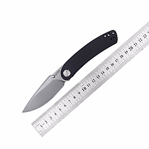 KUBEY Momentum KU344H Everyday Carry Pocket Knife, 3.43-Inch Drop Point Blade G10 Handles with Dual Thumb Studs and Reversible Clip for Outdoor Hunting Camping