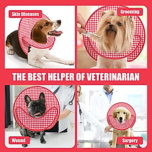 ROYALAY Adjustable Dog Cones for M S Dogs, Soft Cone Collar Recovery Collars to Prevent Pets from Touching Wounds, Unique Chest Fixation, Unbound Neck, Not Block Vision Comfortable for Dogs,S,Red