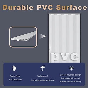 38.5" x 80" Accordion Doors 4-Lite Frosted Acrylic with PVC Panels Bifold Closet Door Hardware Kit Included, Folding Doors with 2 Handles for Closet Bathroom Doorways