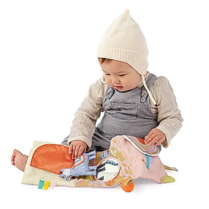 Manhattan Toy Llama Themed Soft Baby Activity Book with Squeaker, Crinkle Paper and Baby-safe Mirror Small