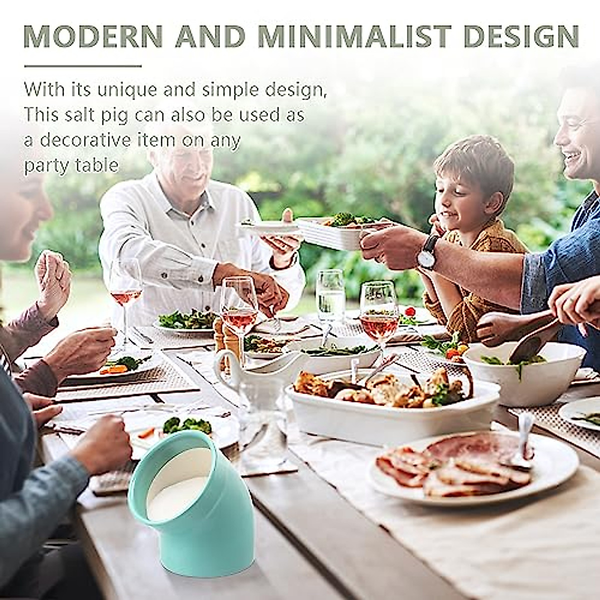 Salt Pig, Dishwasher Safe Ceramic Salt Cellar Modern and Minimalist, Salt Pig Ceramic for Convenient Access to Seasoning, Wide Caliber Salt Holder for Counter, Mint Green