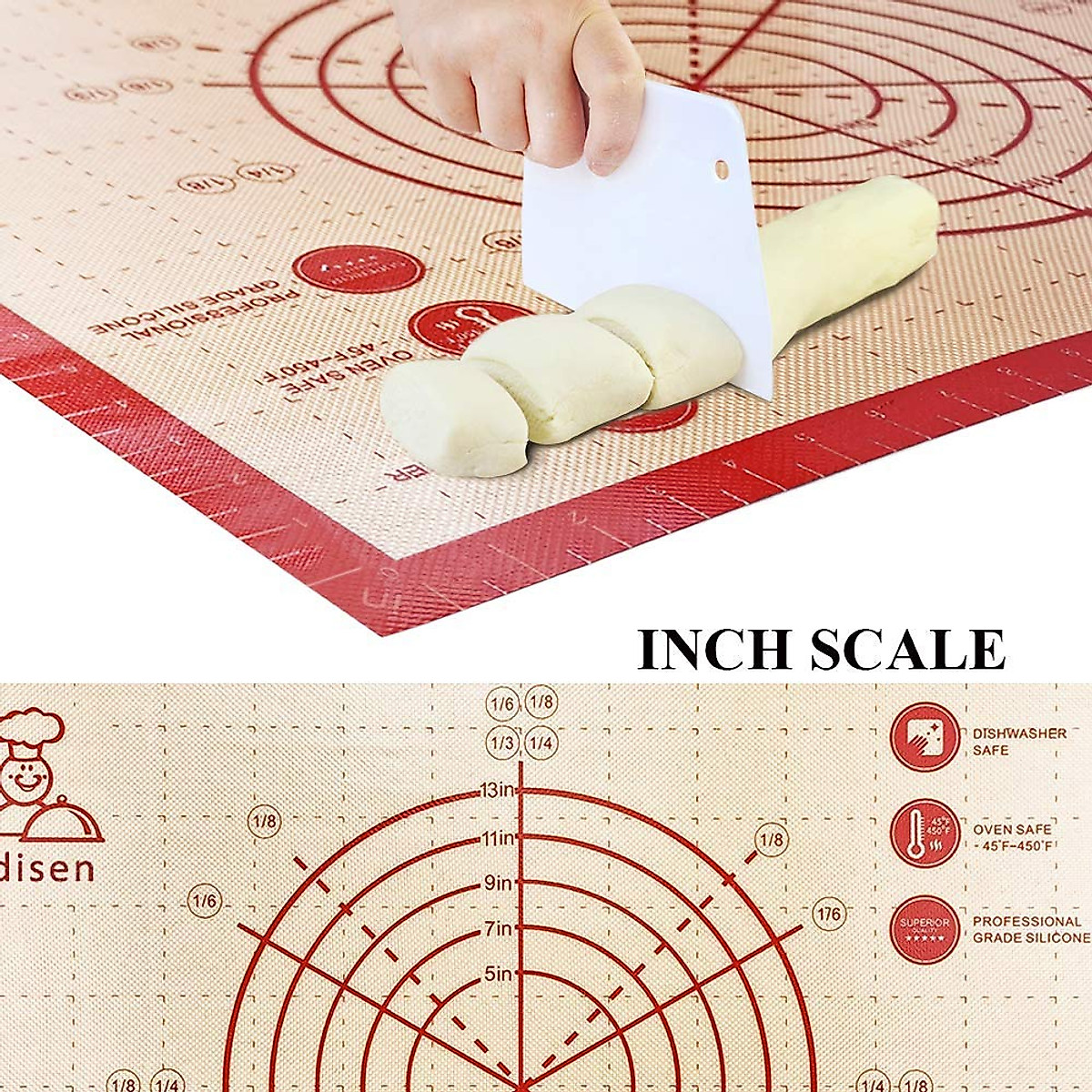 Silicone Baking Mat Pastry Mat Non Slip Non Stick Extra Large Bread Kneading Board with Measurements for Rolling Dough Thicken