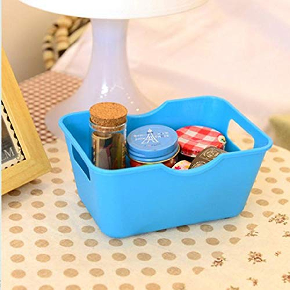 AKIWOS Plastic Desktop Stuffs Organizer Makeup Storage Baskets Space-Saving Perfect for Storing Small Household Items