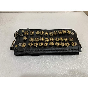 Dancinging ghungroo bells leather Pads |Indian Classical Dancers Anklet Musical Instrument Bell,Ankle bells Dance Accessories Bharatnatyam, Kuchipudi, Odissi Ghungru 3 Line No.16 Black Pad