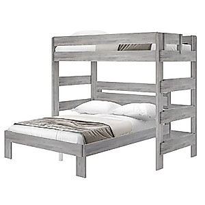 Plank+Beam Rustic Twin Over Queen L Shape Bunk Bed, Driftwood