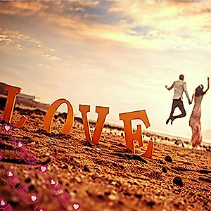 BinaryABC Valentines Day Wooden Block Love Sign,Valentines Day Table Love Signs,Valentines Day Wedding Home Decor,4Pcs(Red)