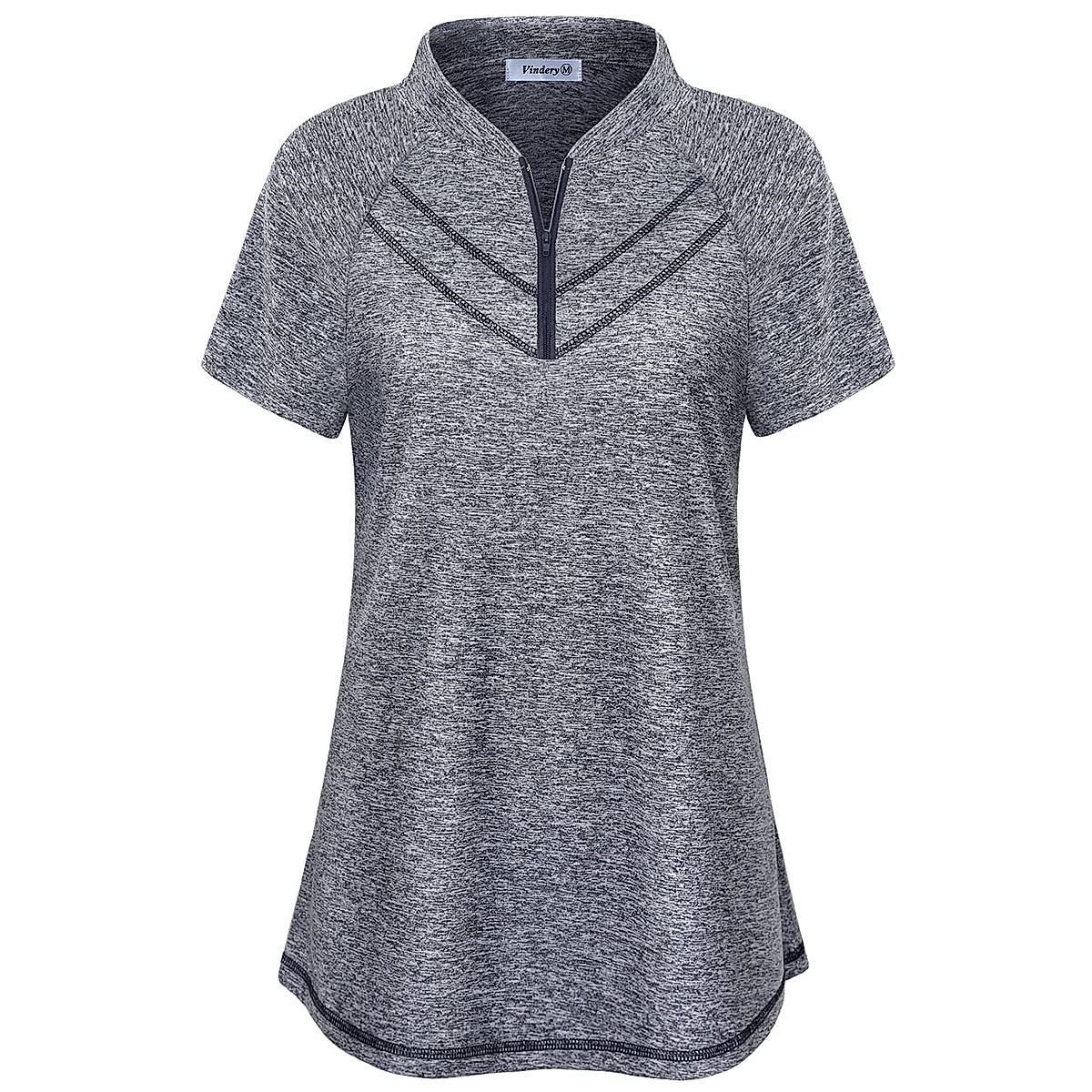 Vldnery Women Athletic Golf Shirt Moisture Wicking Yoga Workout Zip Shirts (XL)