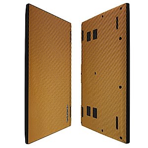 Skinomi Gold Carbon Fiber Full Body Skin Compatible with Toshiba Satellite Radius (2015, 14 inch)(Full Coverage) TechSkin with Anti-Bubble Clear Film Screen Protector