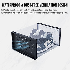 AOHMPT 18 Pack Clear Shoe Organizer Stackable Shoe Box Foldable Storage Bins Shoe Container Box Large Size Shoe Bins (X-Large)