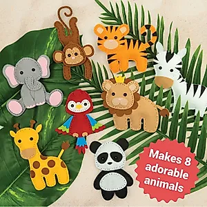 Craftorama Sewing Kit for Kids, Fun and Educational Animal Craft Set for Boys and Girls Age 7-12, Sew Your Own Felt Animals Craft Kit for Beginners, 165 Piece Set