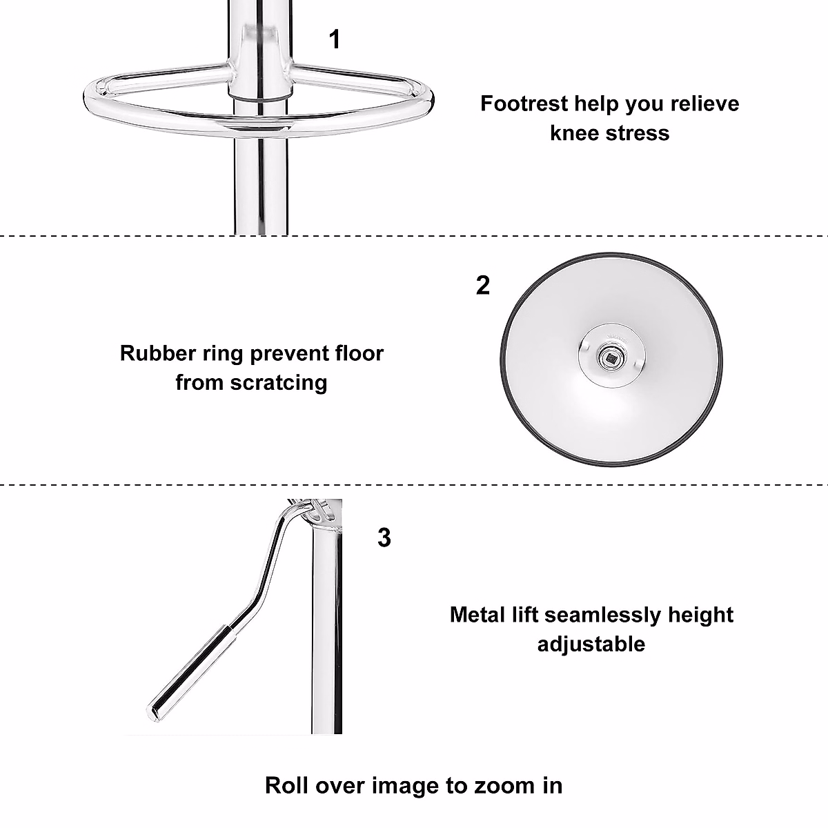 Luonavei Modern Bar Stools Set of 2 Counter Height Bar Stool with Back, Faux Leather Upholstered Barstools Modern Adjustable Swivel Bar Chairs for Home Kitchen Island (Black- S1, Set of 2)