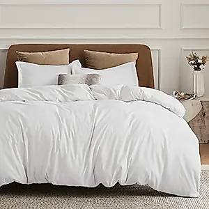 BEDSURE White Duvet Covers Queen Size - Soft Brushed Microfiber Duvet Cover Set 3 Pieces with Zipper Closure, 1 Duvet Cover 90x90 inches and 2 Pillow Shams(No Comforter)