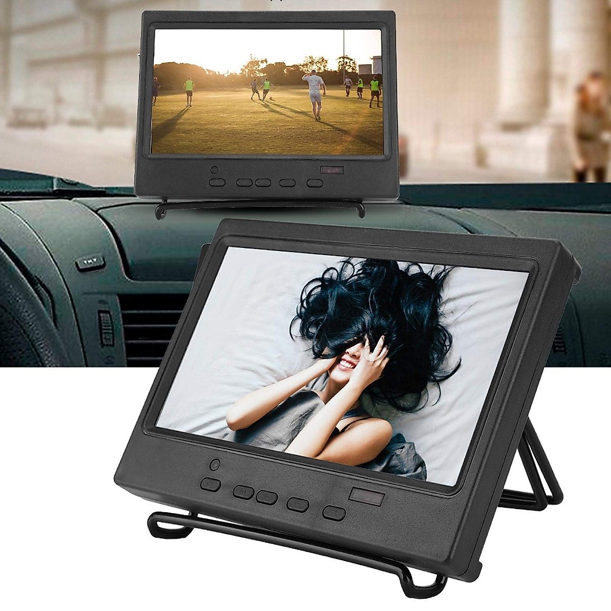Archuu 7 Inch Portable Monitor Ultra Slim 1024x600 LCD Display with Foldable Bracket Multi-Function Display Support HDMIVGAAV Input PC Monitor(US Plug)