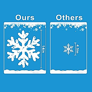 Ivenf Christmas Decorations Indoor, 8 Sheets Extra Large White Snowflake Window Clings Decor, Farmhouse Rustic Xmas Snowflake Decorations for the Home School Office Classroom Kids Winter Holiday Party