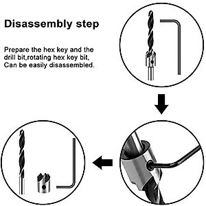 Millie Woodworking Countersink Drill Bit Set,Counter Sink Bit for Wood High Speed Steel, Woodworking Carpentry Reamer, with 1 Free Hex Key Wrench.(7pcs)