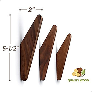 COCOYA 4Pack Wood Hooks Wall Mounted, Minimalist Easy Install Natural Real Walnut Cute Mid Century Modern Simple Rustic Home Foyer Entryway Decor, for Hanging Hat Cap Backpack Bag Coat Towel Clothes