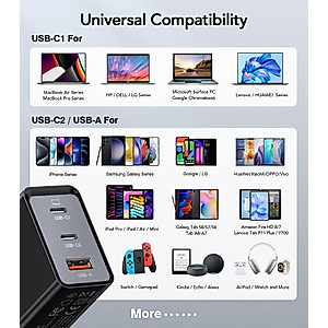 65W USB C Fast Charger Cube, 3-Port GaN Multi Type C Charging Station Hub, PD3.0 USB C Wall Charger Power Adapter Block Plug for iPhone 11/12/13/14/15/Pro Max, MacBook Pro, iPad, Laptops