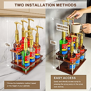 SHILFID Coffee Syrup Organizer Rack,2-Tier Coffee Syrup Stand Holder for Coffee Station Countertop,6 Bottles Storage Display Shelves for Wine, Dressing Cocktail in Coffee Bar
