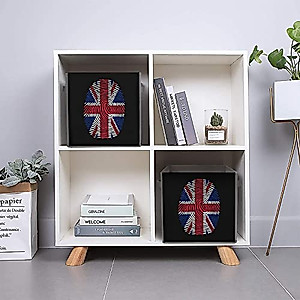UK Finger Print Large Cubes Storage Bins Collapsible Canvas Storage Box Closet Organizers for Shelves