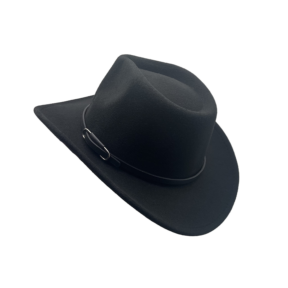 Willheoy Cowboy Hat for Men Women Western Cowgirl Hats Felt Fedora Hat Cowboy Costume Black