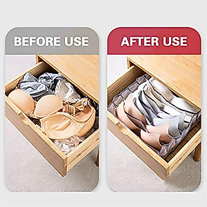 Closet Underwear Organizer Drawer Divider for Women, 6 Cell Bra Organizers Mesh Bins, Good for Sorting Storage lingerie Bras CupA-D (Grey)