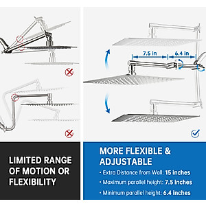 G-Promise All Metal 12 Inch Rainfall Shower Head with Handheld Spray Combo| 3 Settings Diverter|Adjustable Extension Arm with Lock Joints |71 Inches Stainless Steel Hose (Brushed Nickel)