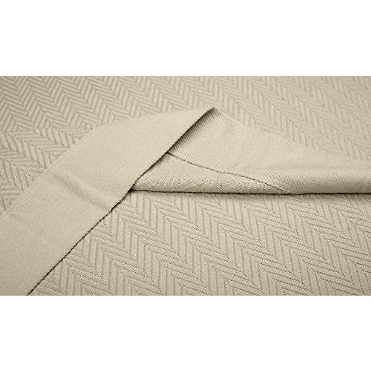 Threadmill Luxury Cotton Blankets for King Size Bed | All-Season Cozy 100% Cotton King Size Blanket | Herringbone Soft & Lightweight Fall Thermal Blanket fits California King Size Bed, 104x92 | Beige