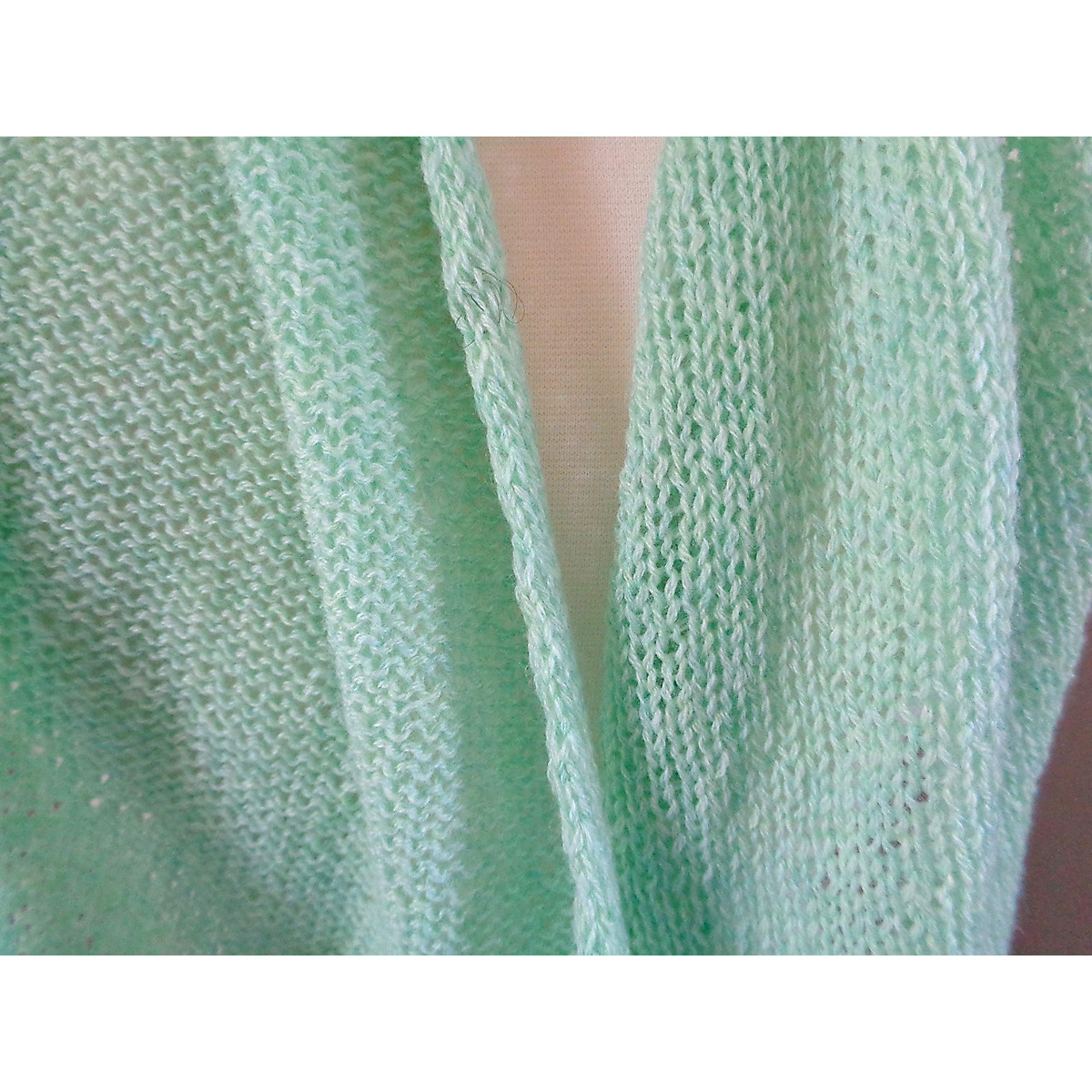 Simple Wrap Scarf, Mint Green, Merino Wool, Hand Knit, Diagonal Bias, Elegant Drapey, Women & Teen Girls, Super Light