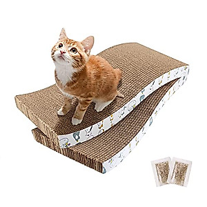 Cardboard Scratcher Pad, 2 Pcs Cat Scratchers for Indoor Cats Grinding Claw and Tooth Board Cat Scratcher Cardboard Cat Scratching Board