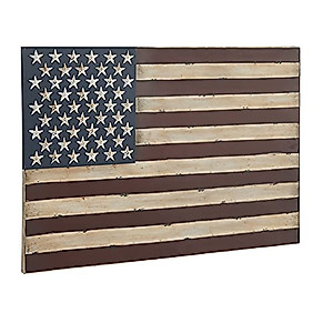 Deco 79 Metal American Flag Indoor Outdoor Wall Decor, 38" x 2" x 26", Red