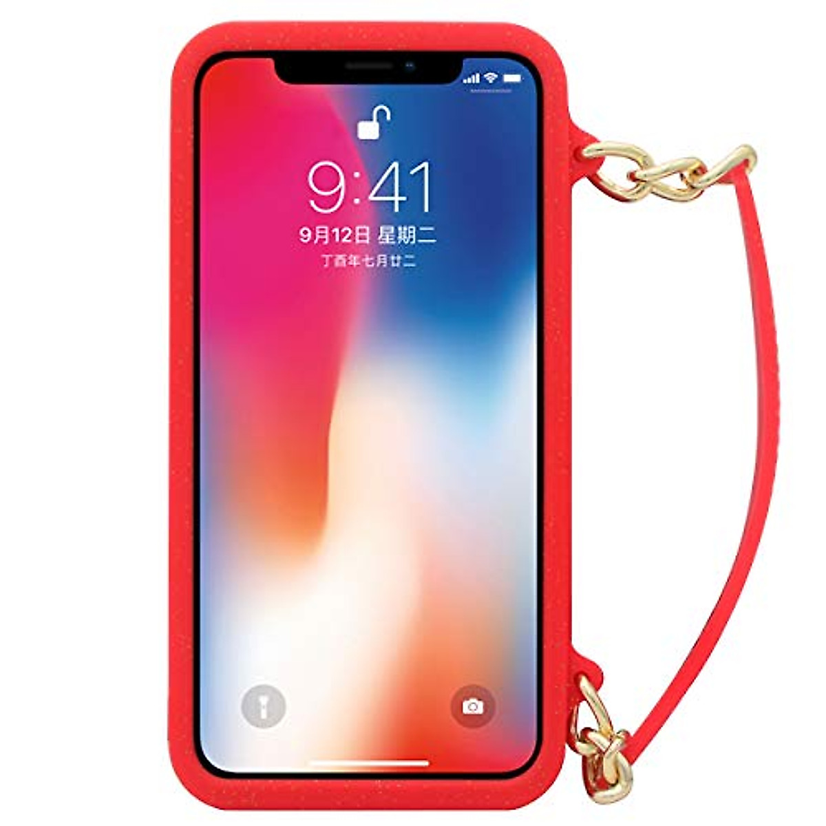 Omio for iPhone XR Handbag Case with Card Holder Wrist Lanyard Soft Silicone Shell for iPhone XR Wallet Case for Women with Strap Shockproof Drop Protection Noble Luxury Cover for iPhone XR Case Red