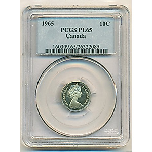 1965 CA Canada - Elizabeth II Silver 10 Cents PL65 PCGS