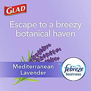 Glad ForceFlex Tall Kitchen Drawstring Trash Bags 13 Gallon White Trash Bag, Mediterranean Lavender scent with Febreze Freshness 80 Count (Package May Vary)