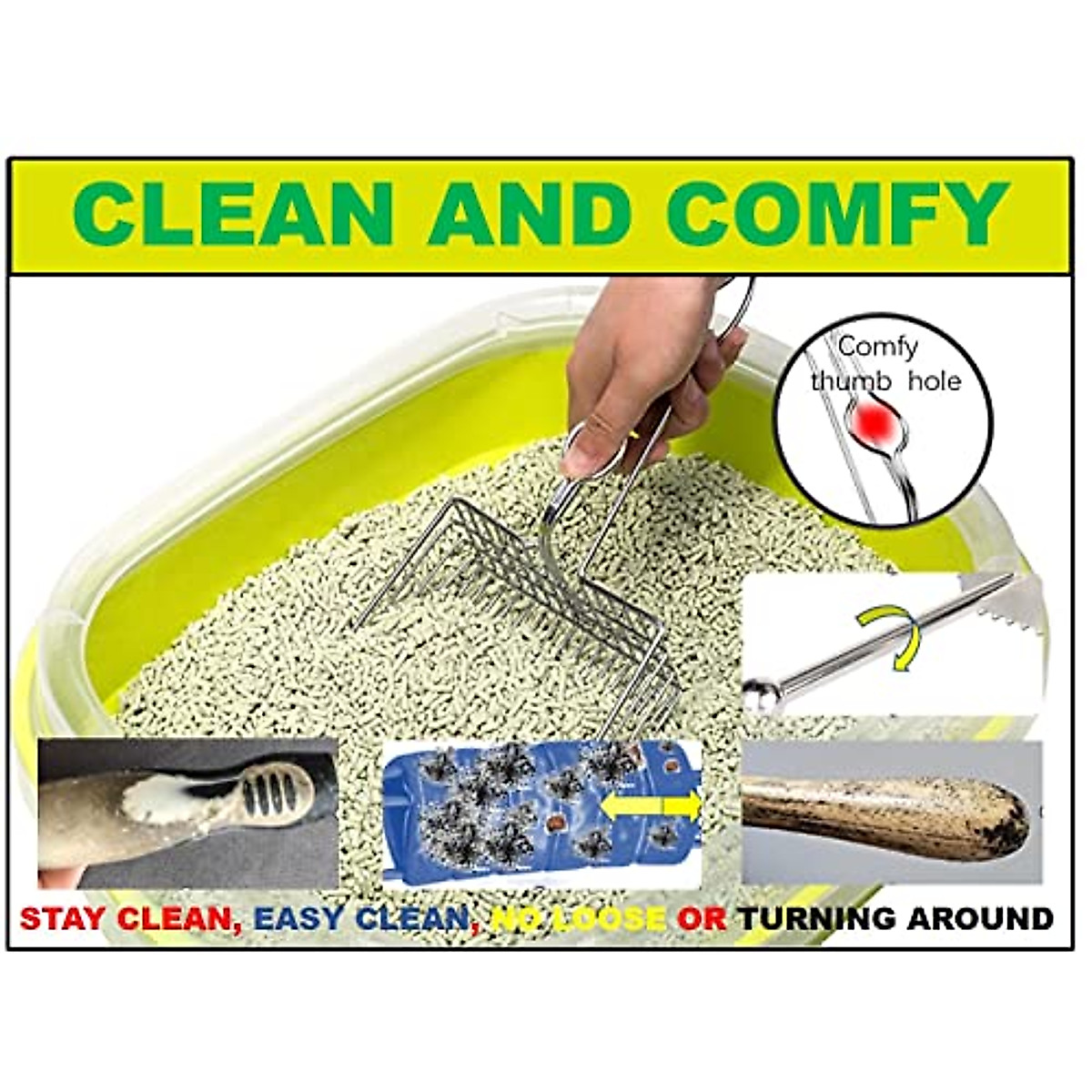 Qualiall All Metal Litter Scoop, Solid Metal Sifter, Cat Litter Scoop Metal Jumbo, Cat Urine Scoop, Litter Scooper with Holder, Litter Scooper Holder, Jumbo Cat Litter Scoop Sifter Scooper Holder