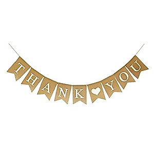 Shimmer Anna Shine THANK YOU Burlap Banner for Wedding Decorations Birthday Party Baby Shower Bridal Shower Baptism Supplies Teacher Appreciation Office Appreciation Sign Photo Prop