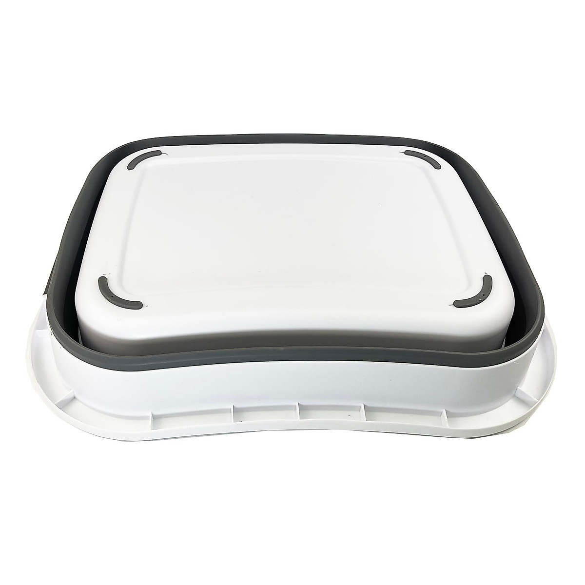 SAMMART 30L (7.9 gallon) Collapsible Plastic Laundry Basket - Foldable Pop Up Storage Container/Organizer - Portable Washing Tub - Space Saving Hamper/Basket (2, White/Steel Grey)