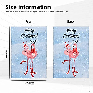 Mr.Tom Merry Christmas Flamingo Garden Flag Double Sided Winter Outdoor Garden Yard Banner Decoration Size 12.5"X18"