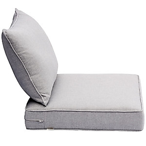 ovios Outdoor Cushion Set Patio Furniture Cushions with Removable Cover Water Resistant Fade Resistant Thick Bottom Deep Seat Cushion and Back Cushion for Sofa Chair Couch, 24 x 24 Inch, Grey
