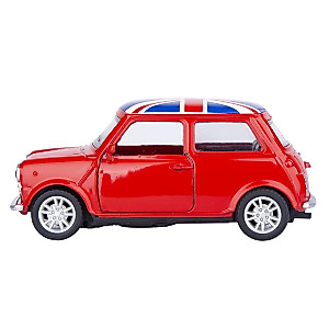 Die Cast Alloy Toy Car, 1:36 Pullback Toy Vehicle with Opening Doors, Vintage Classic Car Toys for Kids and Adults (Red)