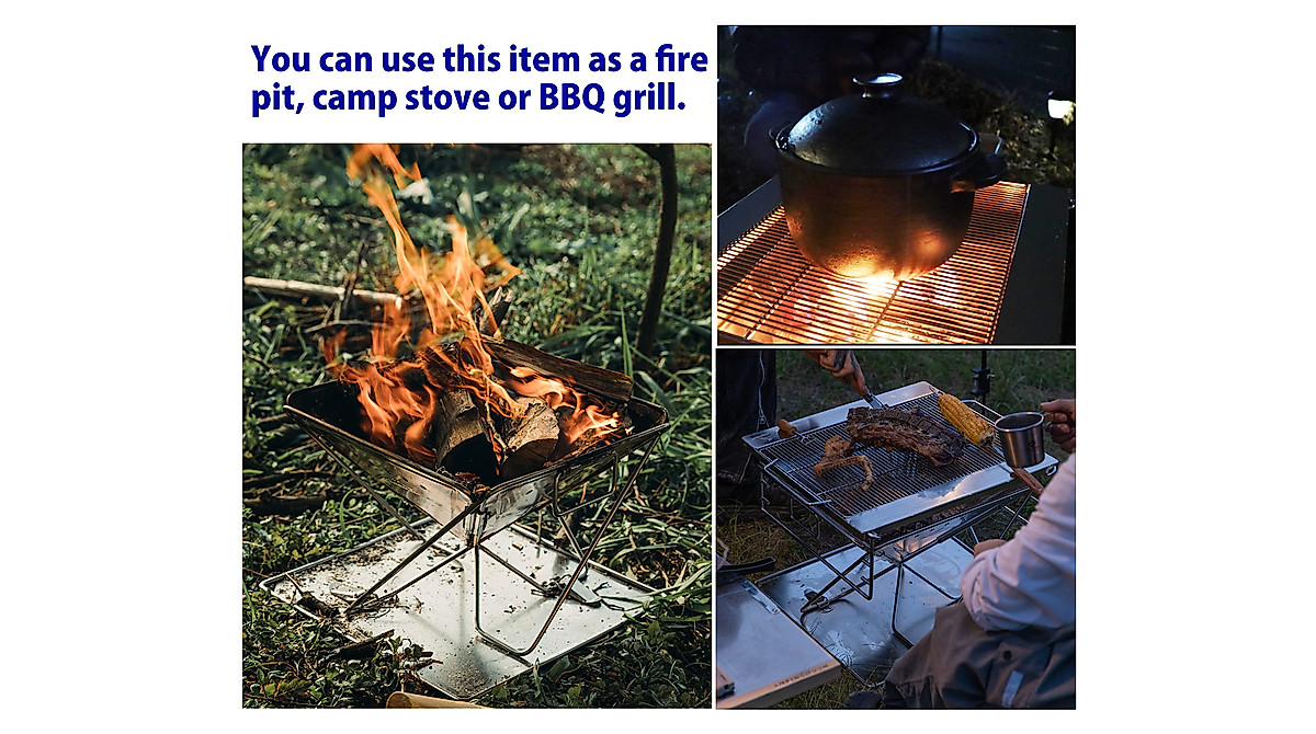 CAMPINGMOON 3-in-1 Portable Grill and Fire Pit