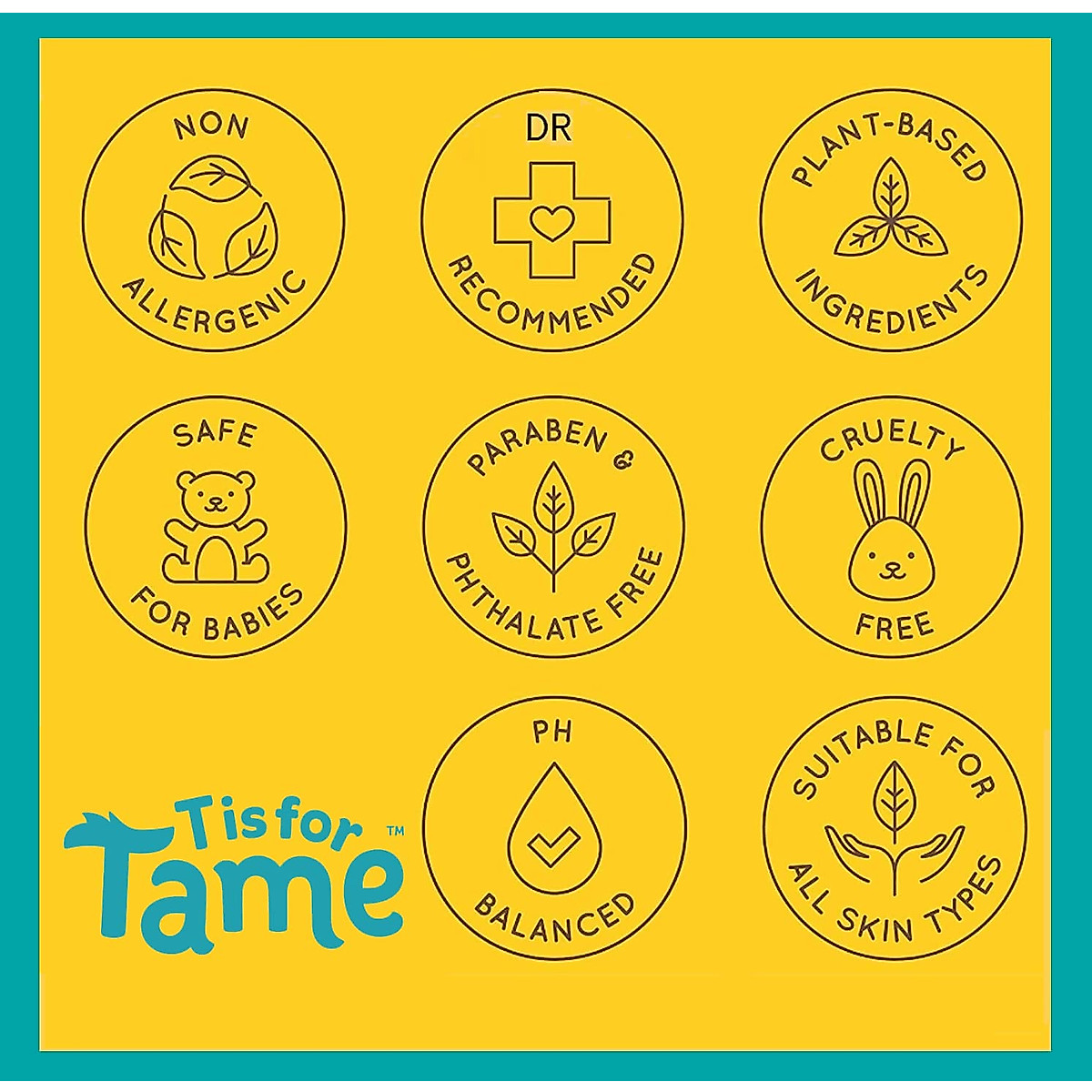 T is for Tame - Hair Taming Cream for Kids, All-Natural for Frizz & Flyaways, Coconut Oil & Jojoba Leave in Cream, Safe for Babies & Toddlers, Not Sticky, Straight or Curly Hair