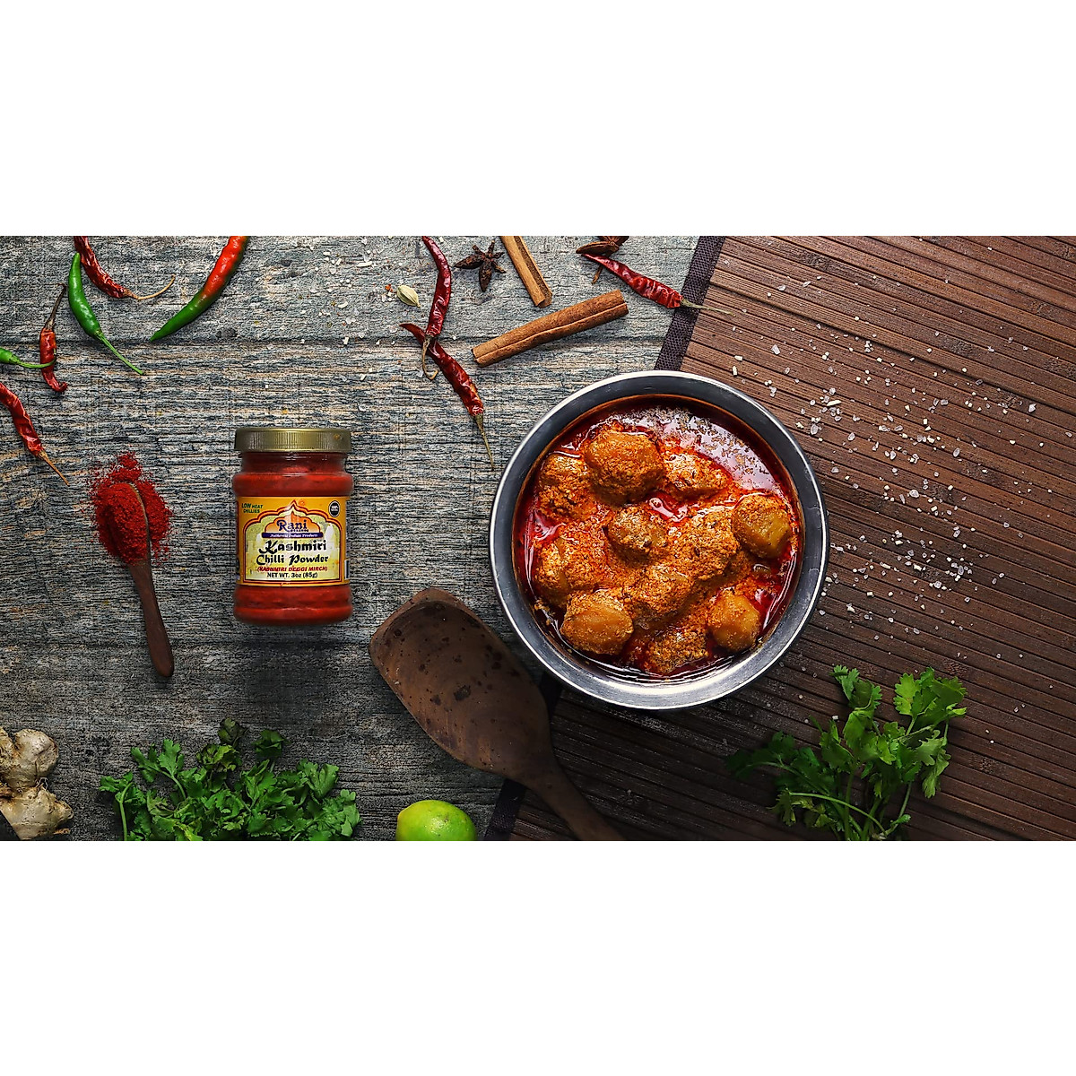 Rani Kashmiri Chilli Powder (Deggi Mirch, Low Heat) Ground Indian Spice 85g PET Jar ~ All Natural | Salt-Free | Vegan | Kosher | Gluten Friendly | Perfect for Deviled Eggs & Other Low Heat Dishes