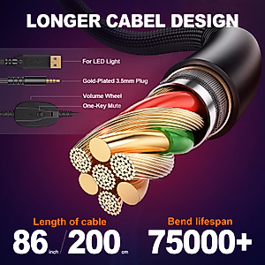 Krysenix Gaming Headset for PS4, PS5, PC, Mac, Xbox Series X, Noise Canceling Headphones with Microphone, PG2 Computer Headset with 3.5mm Jack & RGB Light White/Blue