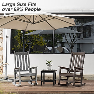 ACUEL Rocking Chair Outdoor, HDPE Oversized Patio Rocking Chairs, Weather Resistant, 350lbs Heavy Duty Porch Rocker with High Back for Backyard, Fire Pit, Garden and Indoor (Grey)