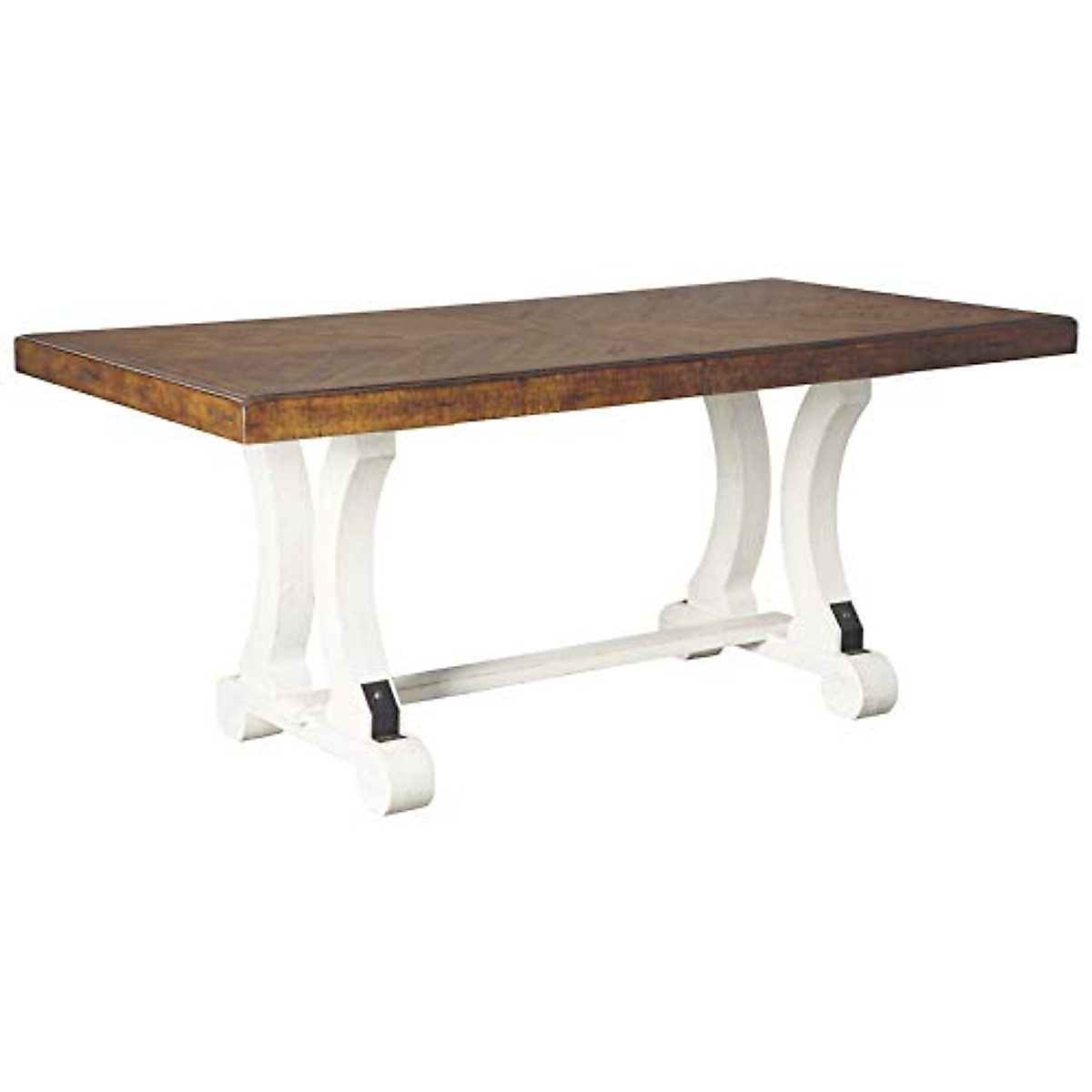 Signature Design by Ashley Valebeck Farmhouse -Dining Room Server or Buffet, White & Brown & Valebeck Farmhouse Rectangular Extension Dining Table, Fits up to 8, White & Brown