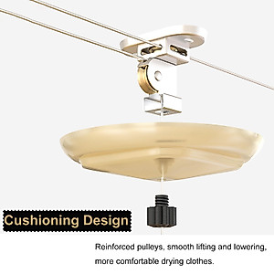 ZGGJZKV Ceiling Mounted Type Drying Clothes Rack for Home, Balcony Hand Cranked Lifting Airer, 78.8 Inches Long Three Poles Aluminium Alloy Clothing Dryer, Champagne Gold