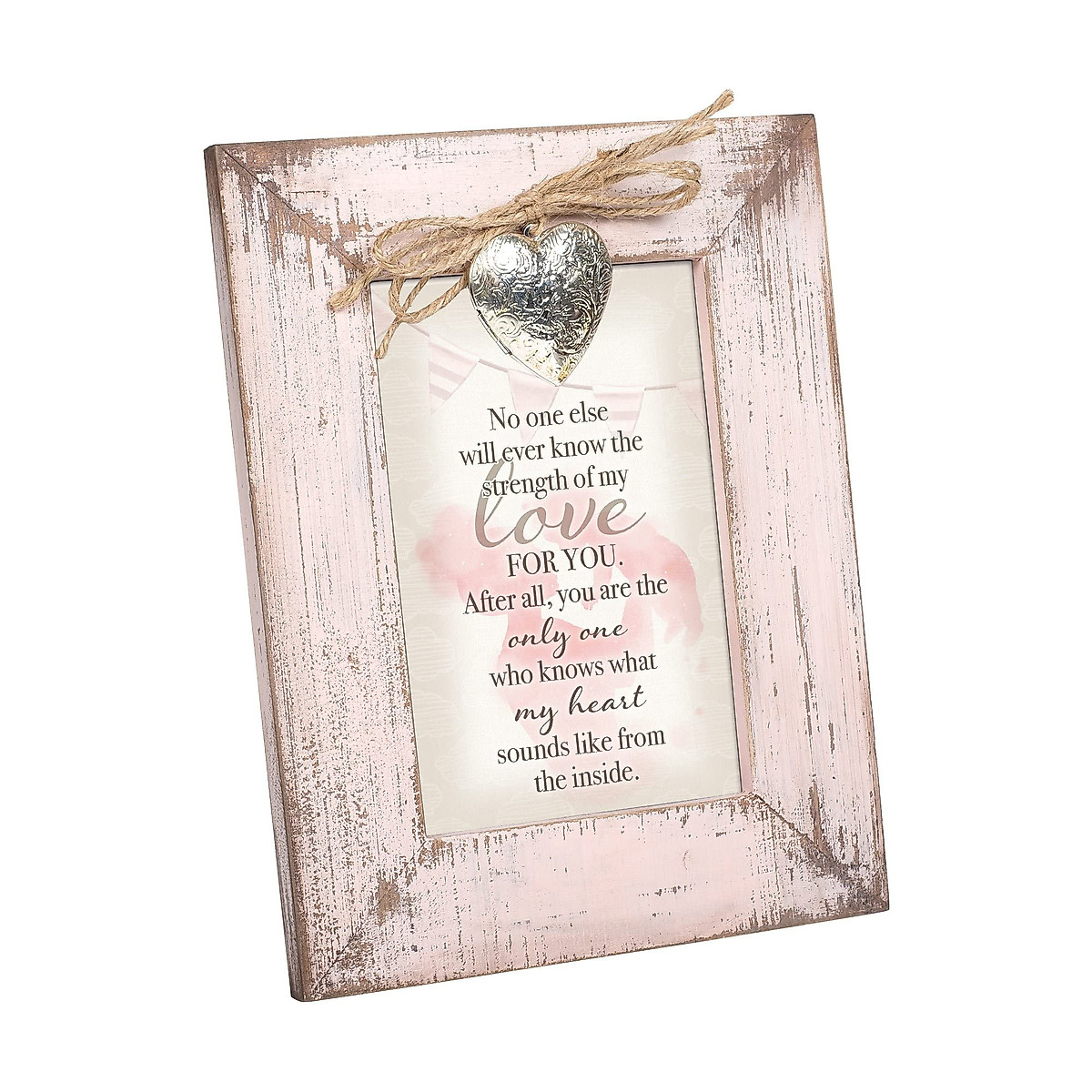 Cottage Garden Who Knows My Heart from Inside Blush Pink Distressed Locket Easel Back Picture Frame